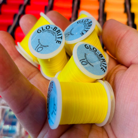 Glo-Brite Floss in 100yd spools. Available in a range of fantastic colours.